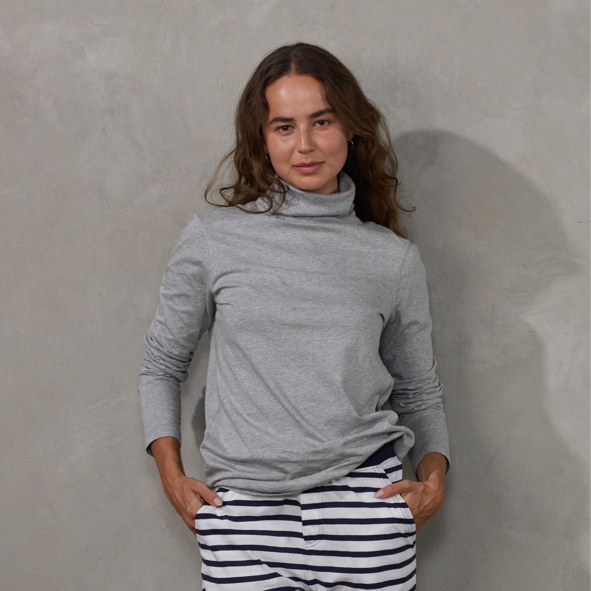 Luna Organic Cotton Skivvy Grey Marle | Organic Crew